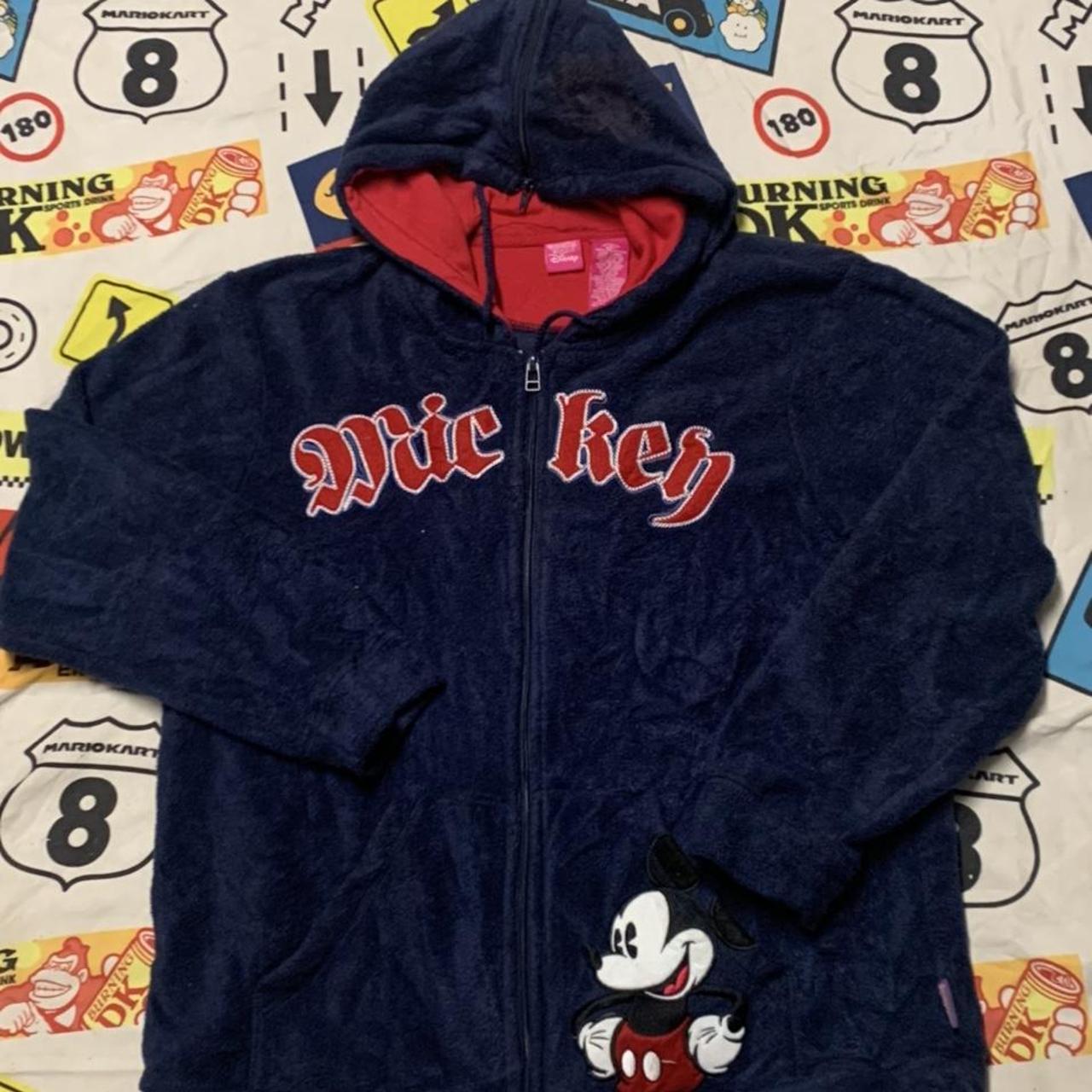 Disney Mickey Mouse Fleece Full-Zip Embroidered... - Depop