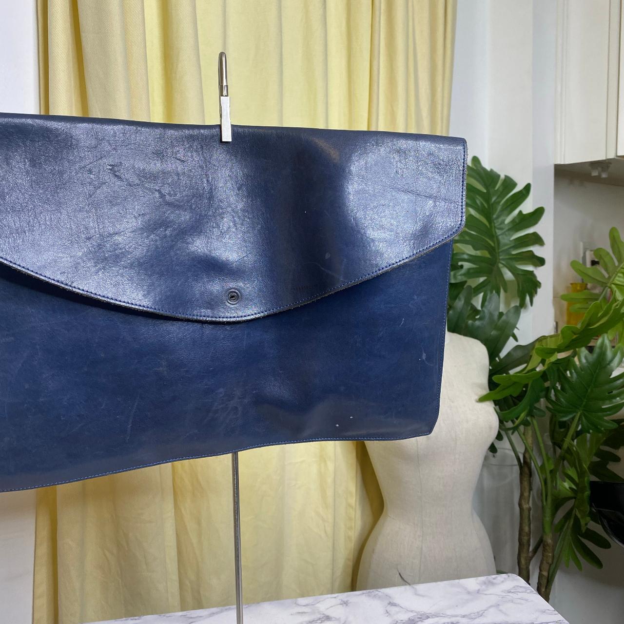 Leather Shinola Envelope Bag Color: Dark Blue No... - Depop