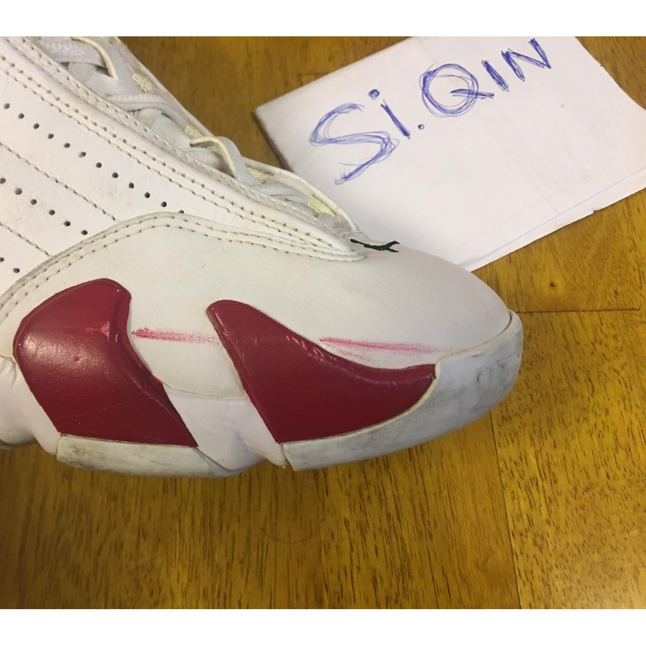 Nike Air Jordan 14 Candy Cane Condition: 7.5/10 no... - Depop