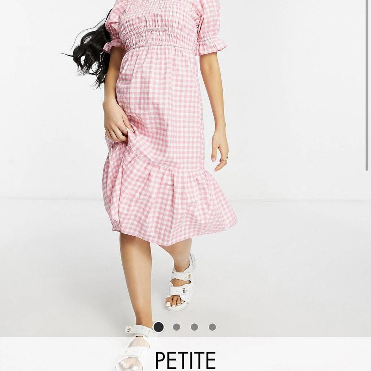 Influence Petite midi dress in pink gingham. Size UK... - Depop