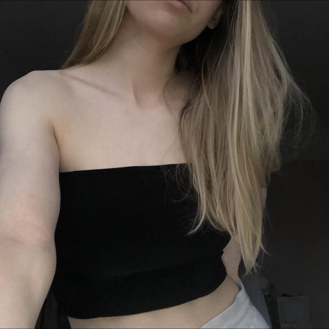 PrettyLittleThing black bandeau Model size 6 -... - Depop