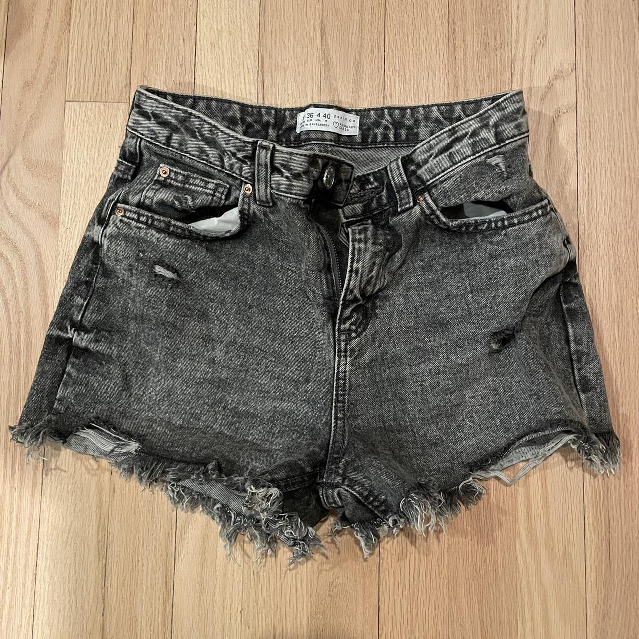size 4 primark black denim jean shorts, not... - Depop
