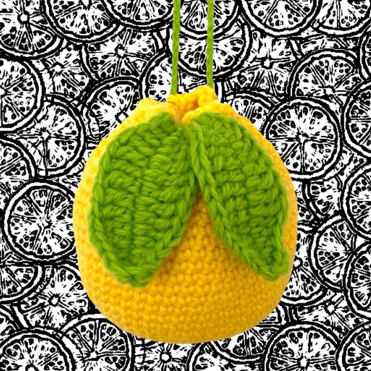Lemon pouch Small lemon bag Crochet lemon... - Depop
