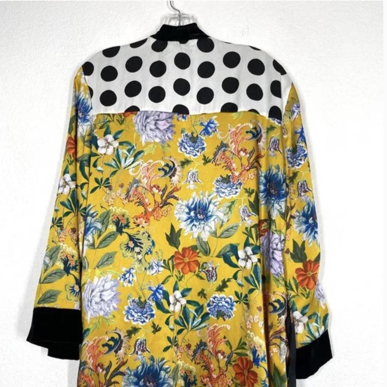 Zara Patchwork Kimono with velvet feel belt Velvet... - Depop