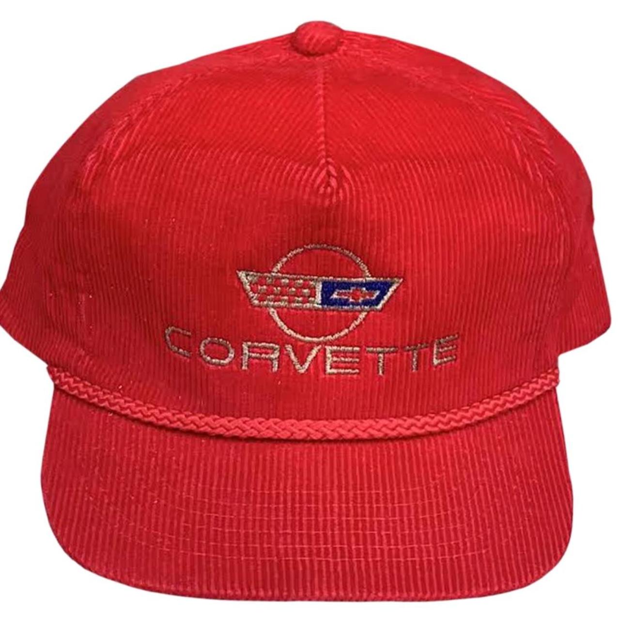 Vintage Chevy Corvette Red Corduroy Hat -Looks and... - Depop