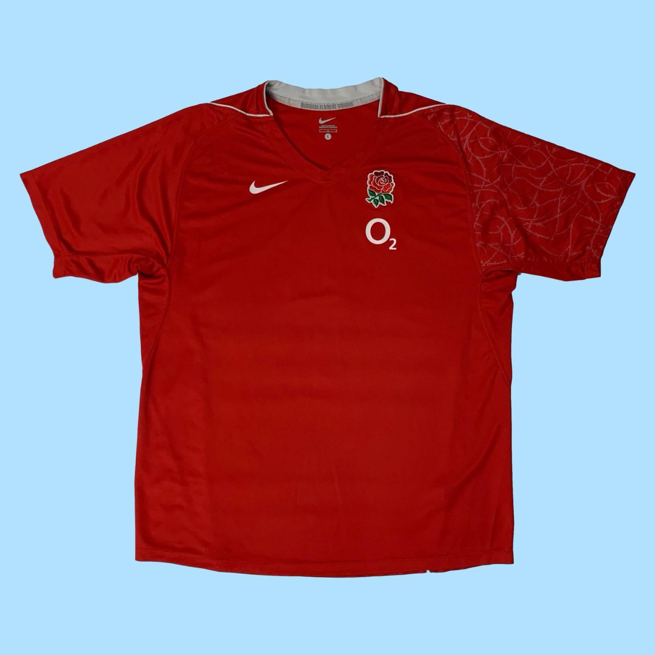 Nike Rare Vintage Retro England Red Rugby Shirt Red... - Depop