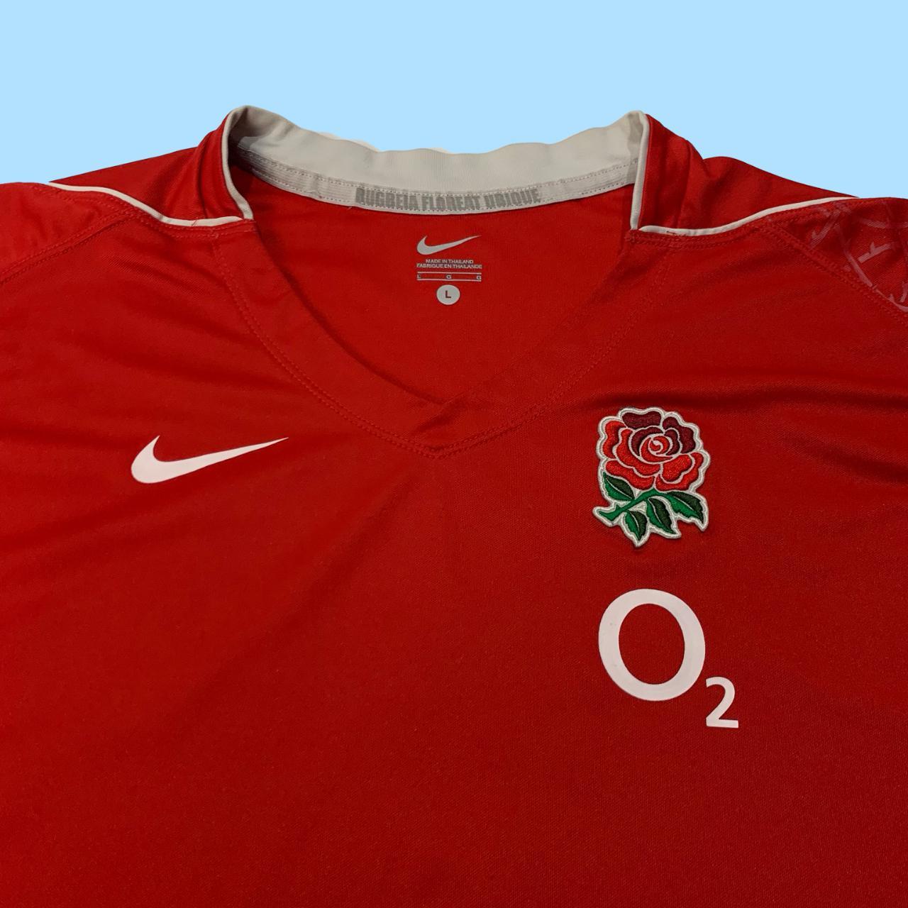 Nike Rare Vintage Retro England Red Rugby Shirt Red... - Depop