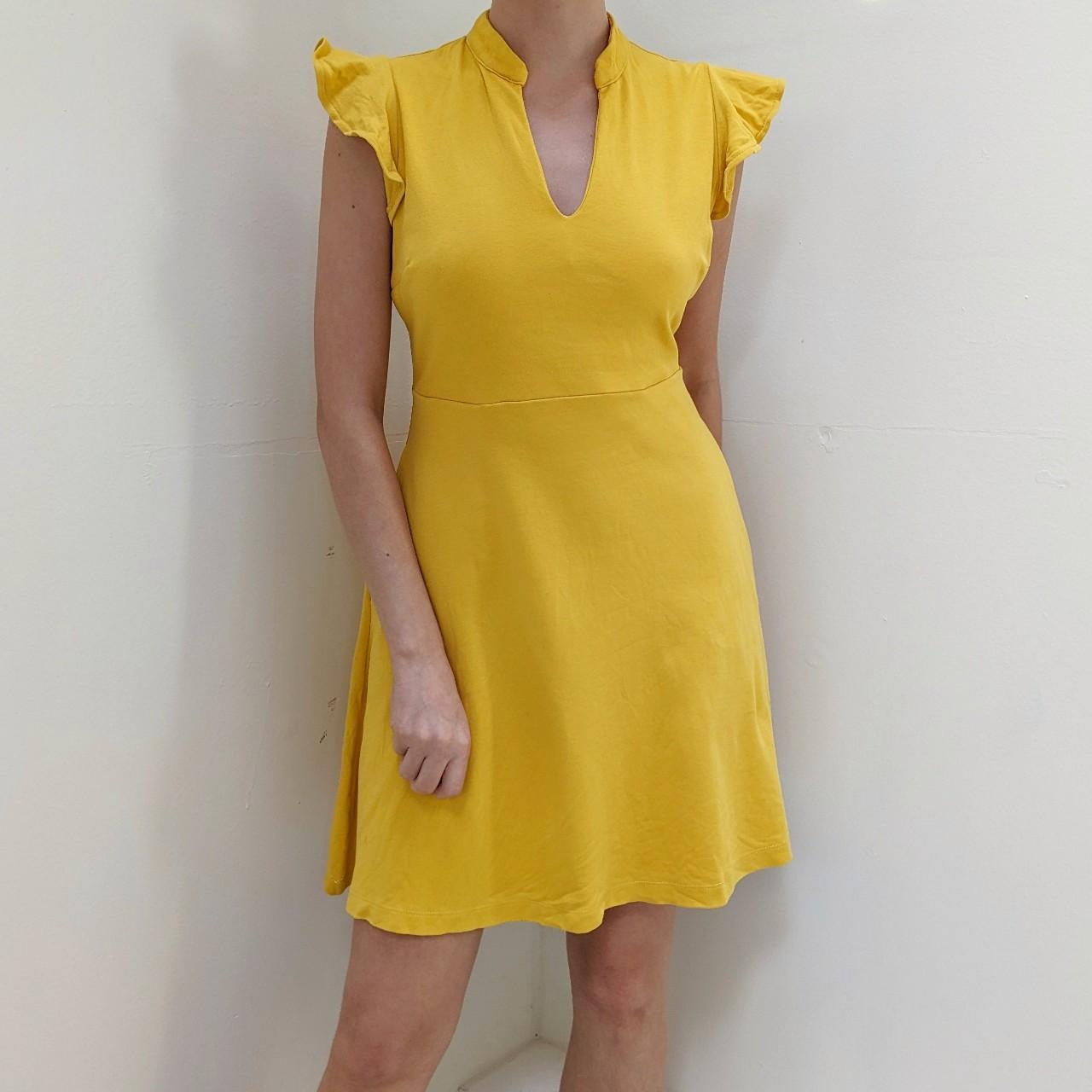 Cute Yellow Summer Dress Xs V Neck And Ruffle Depop