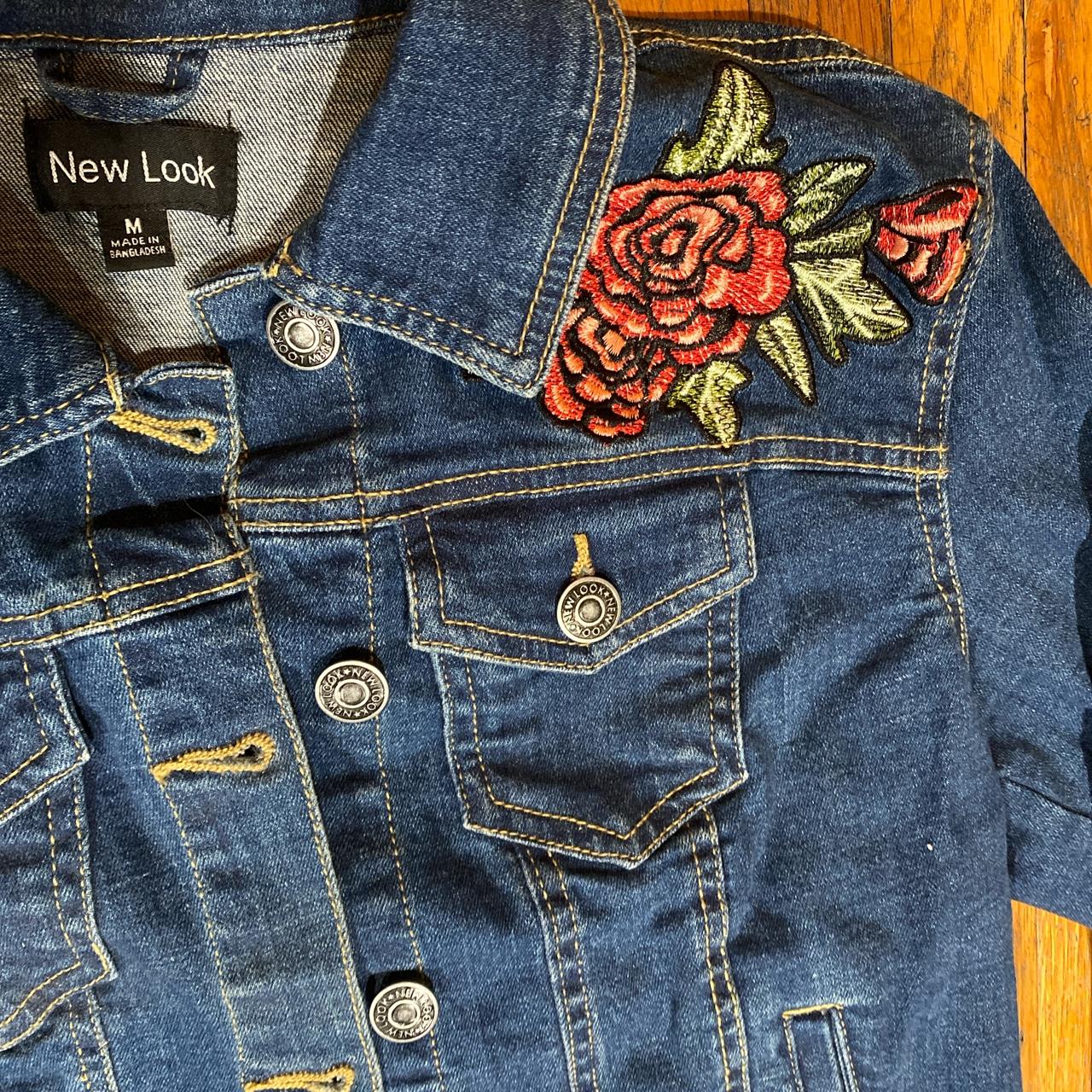 New Look Denim embroidered 🌺 front back size Medium... - Depop