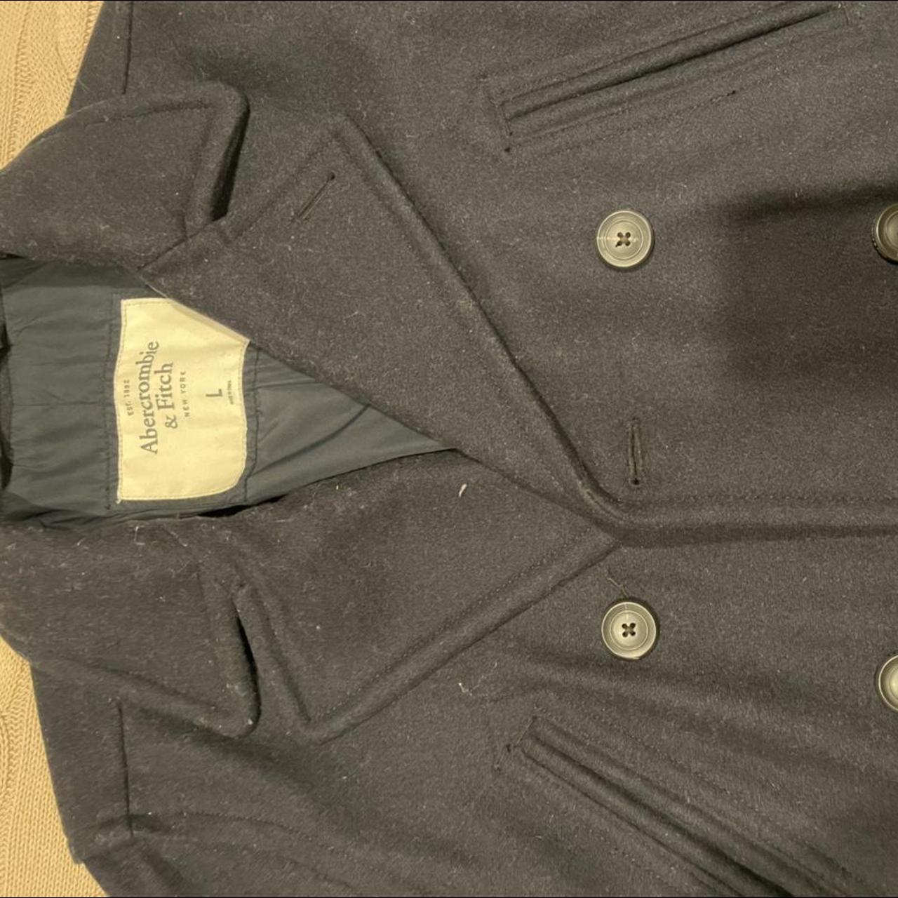 Abercrombie & Fitch Men's Navy Coat | Depop Abercrombie & Fitch Men's Navy Coat | Depop
