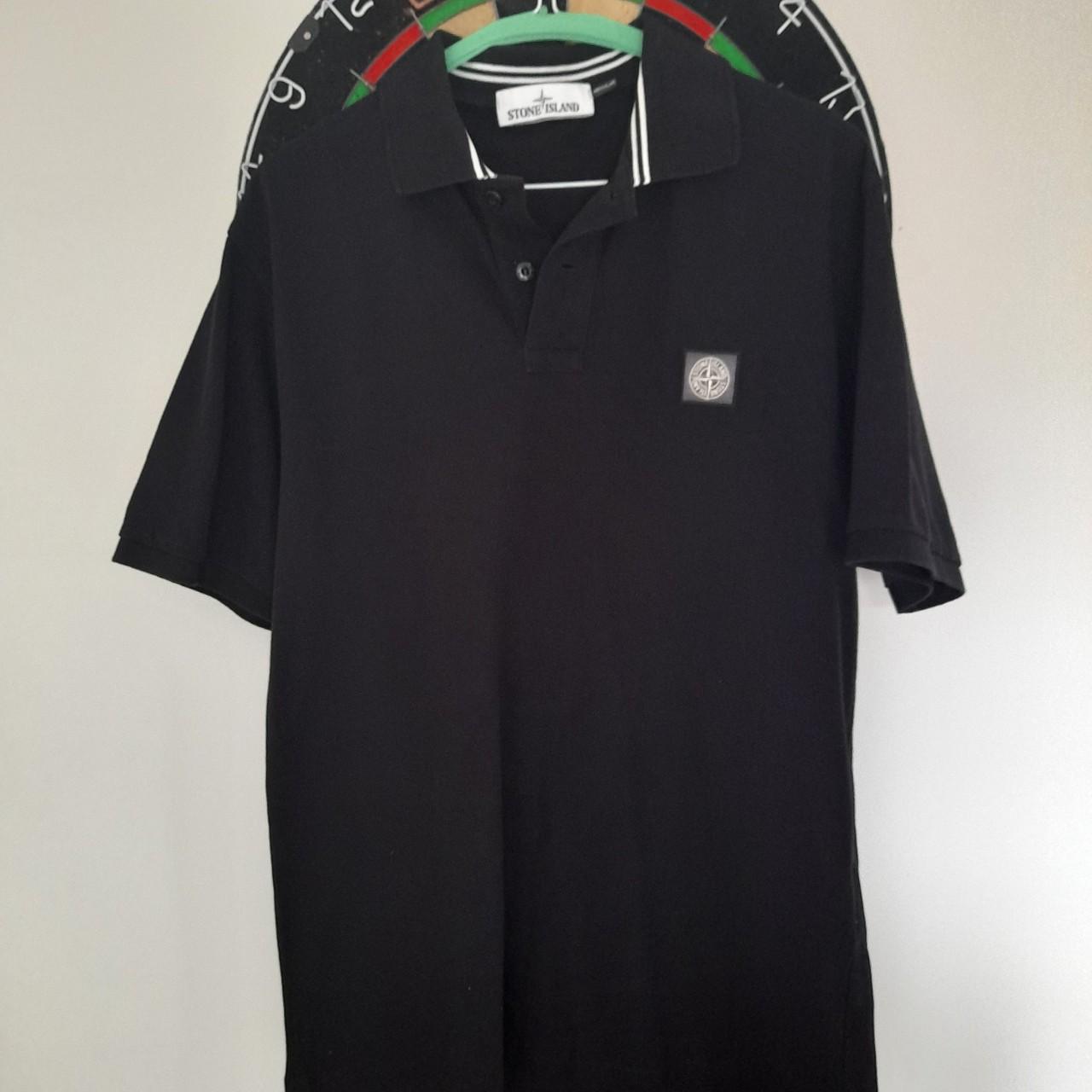 Stone Island Men's Black and White Polo-shirts | Depop