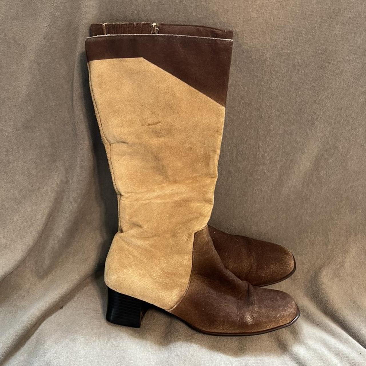 Vintage y2k 90s/00s mid calf reworked boots by White... - Depop