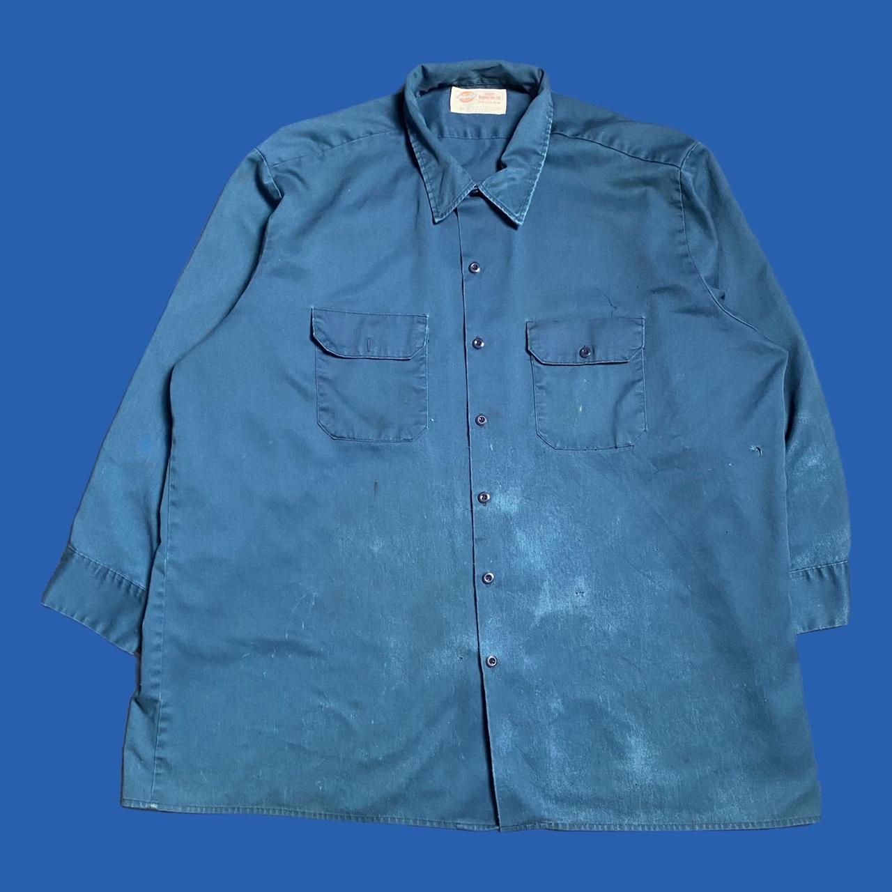 Vintage Dickies Work Shirt Worn Condition Stains Depop