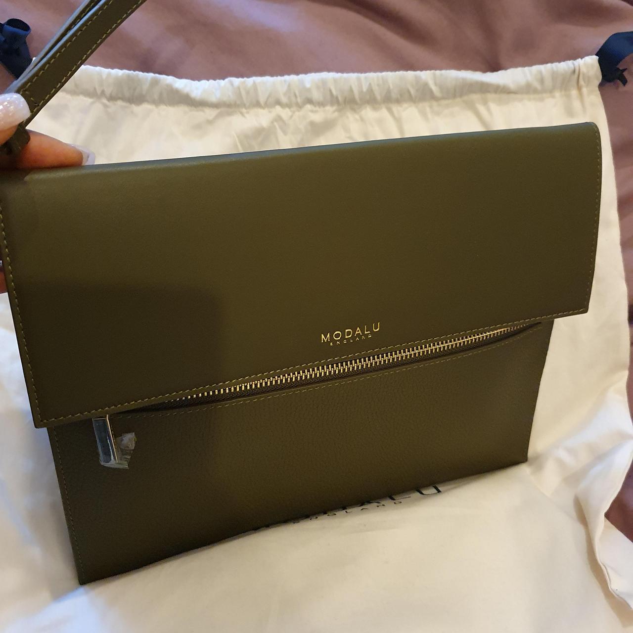 BRAND NEW Modalu Green Leather Clutch Bag. Never... - Depop