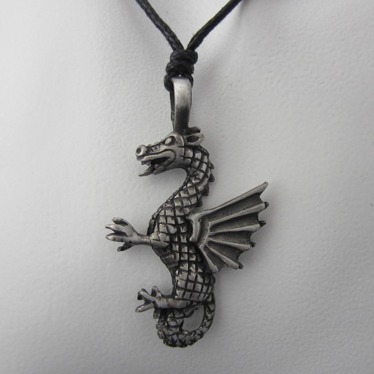 Dragon Design Fine Pewter Pendants gothic necklace... - Depop
