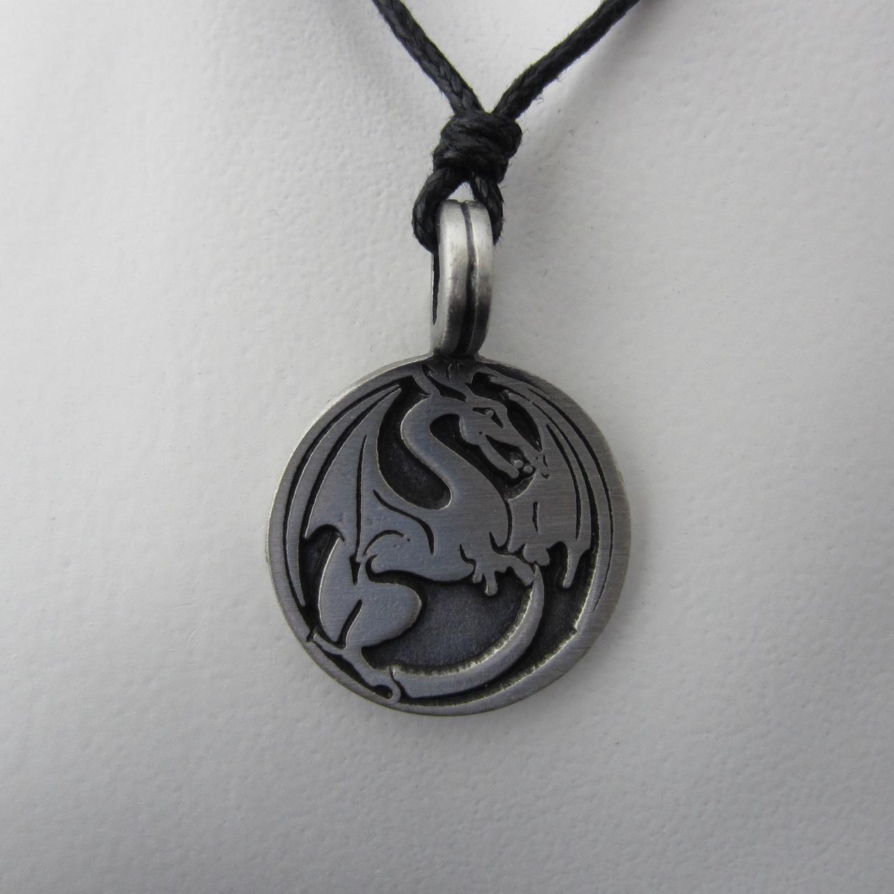 Dragon Design Fine Pewter Pendants Necklace With... - Depop