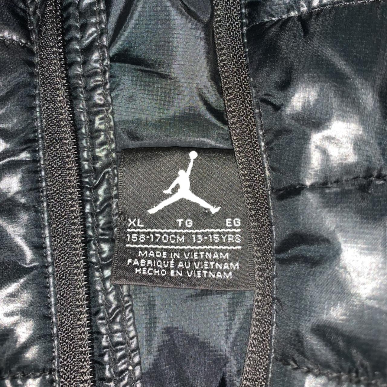 Boys Jordan Hooded Puffer Jacket Black/Red Accent... - Depop