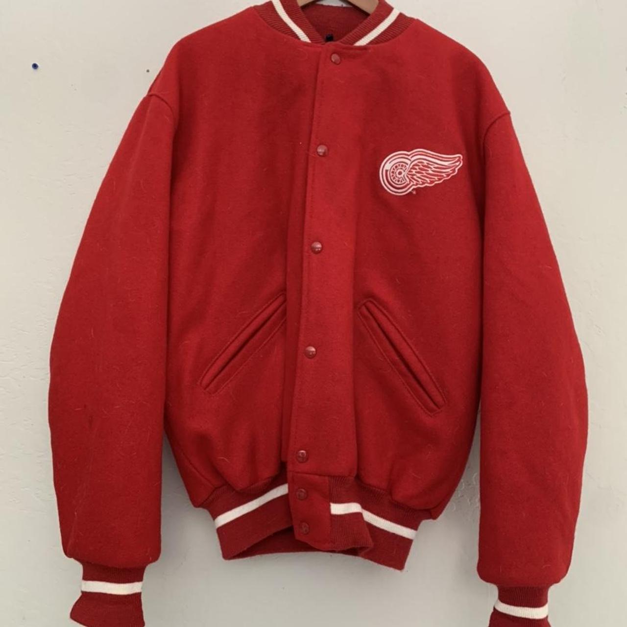 Vintage 90s Detroit redwings Varsity jacket 10/10... - Depop