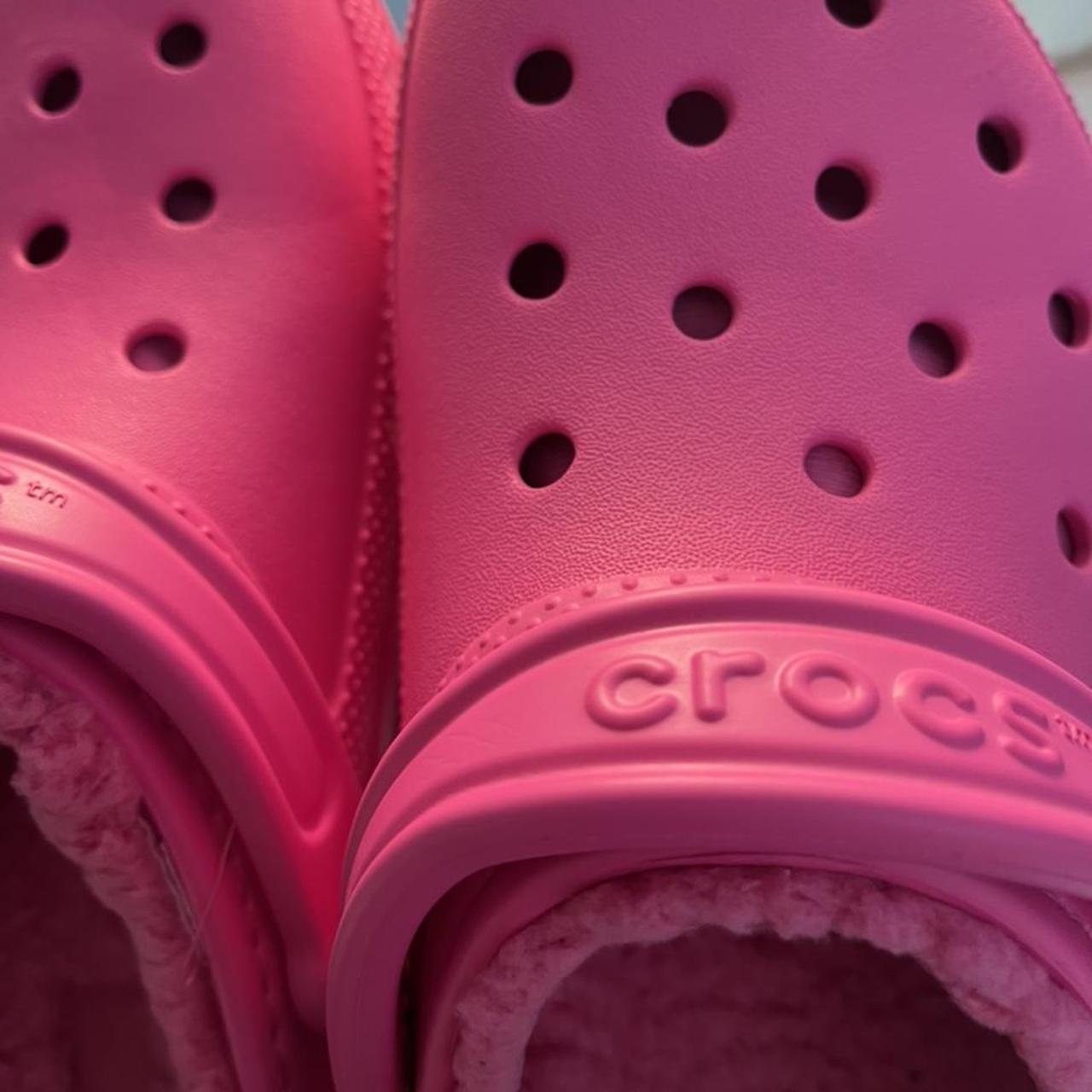 Crocs Women's Pink Slides | Depop