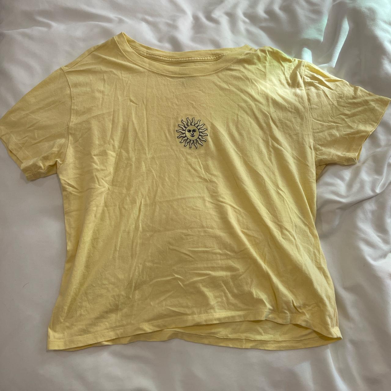 sun embroidered tshirt - super pretty yellow - no... - Depop