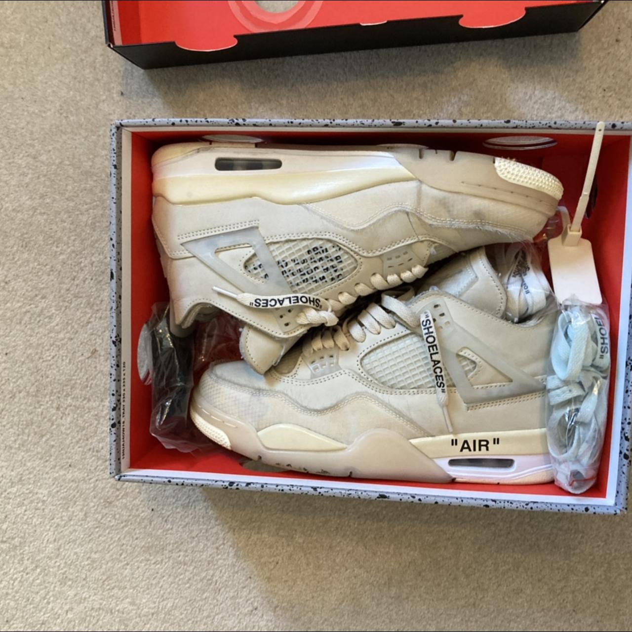 RIP Virgil Off- White x Air Jordan 4 Cream Size... - Depop