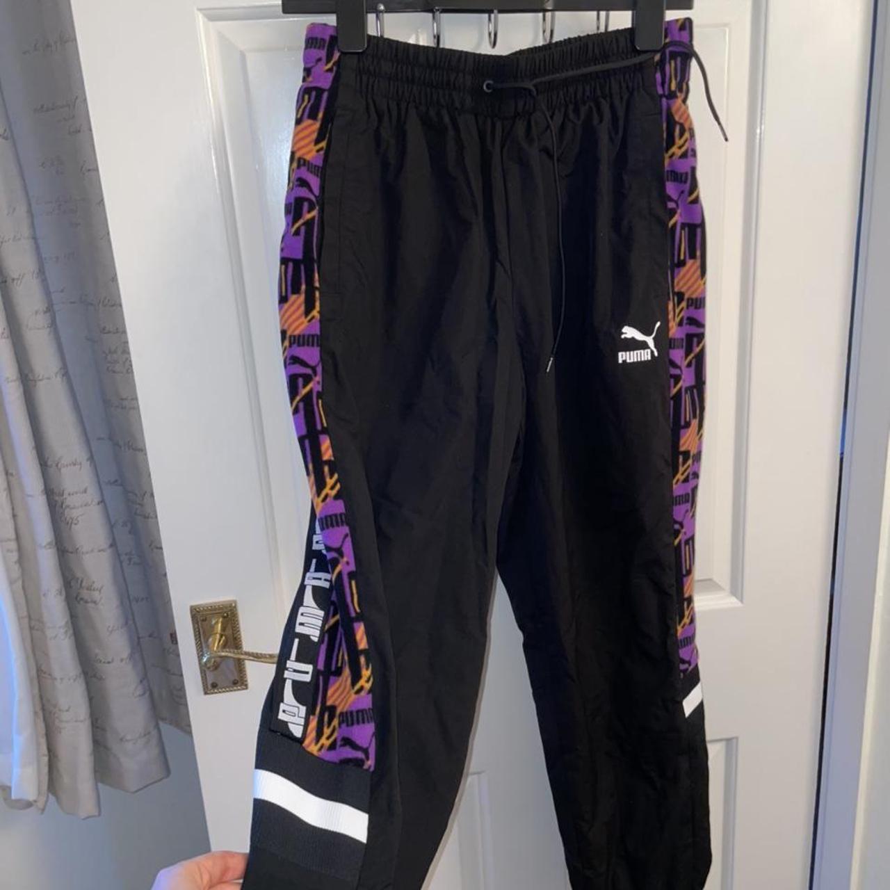 Puma Men's Black and Purple Joggers-tracksuits | Depop