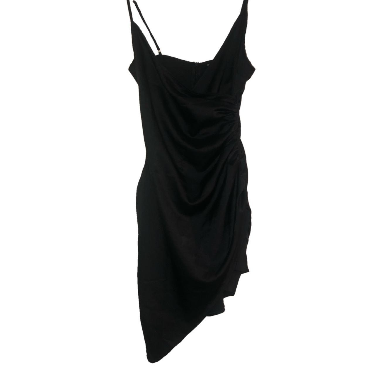 BLACK DRESS beautiful black silky dress ladies size... - Depop