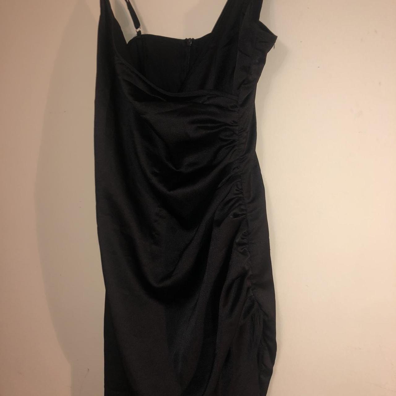 BLACK DRESS beautiful black silky dress ladies size... - Depop
