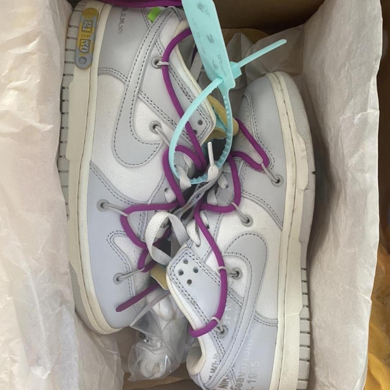 Nike off white dunks lot 21/50 size 5 worn twice... - Depop