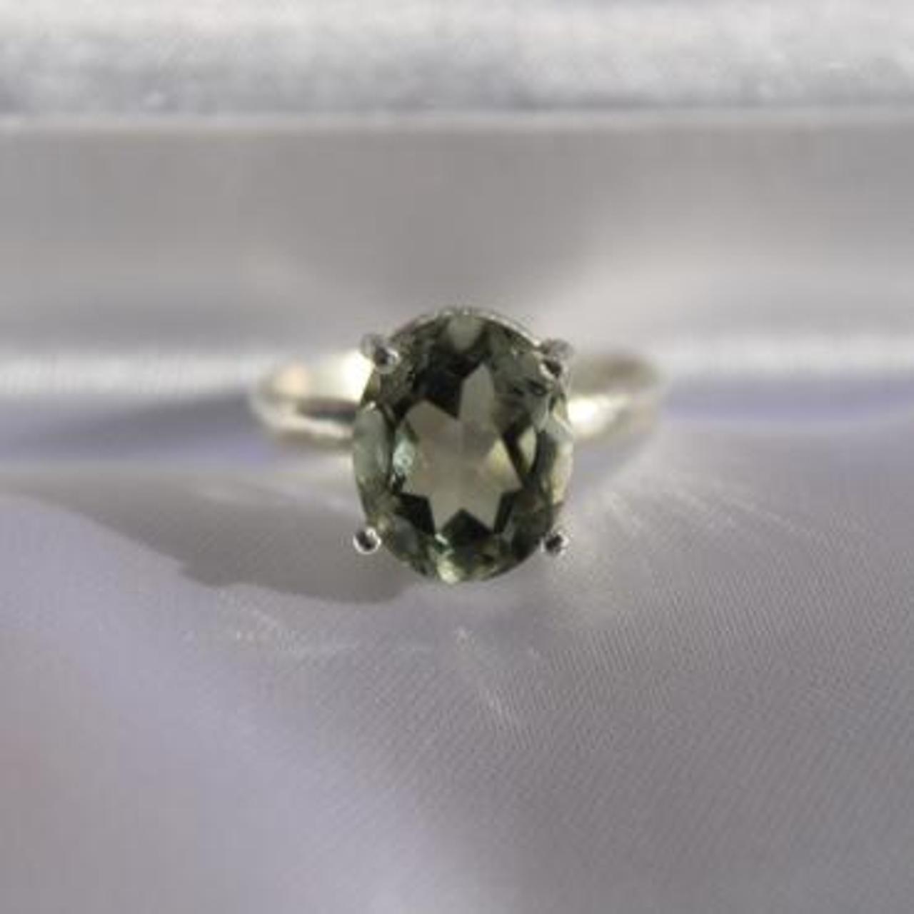 Natural Green Amethyst,925 Sterling Silver-Ring Size... - Depop