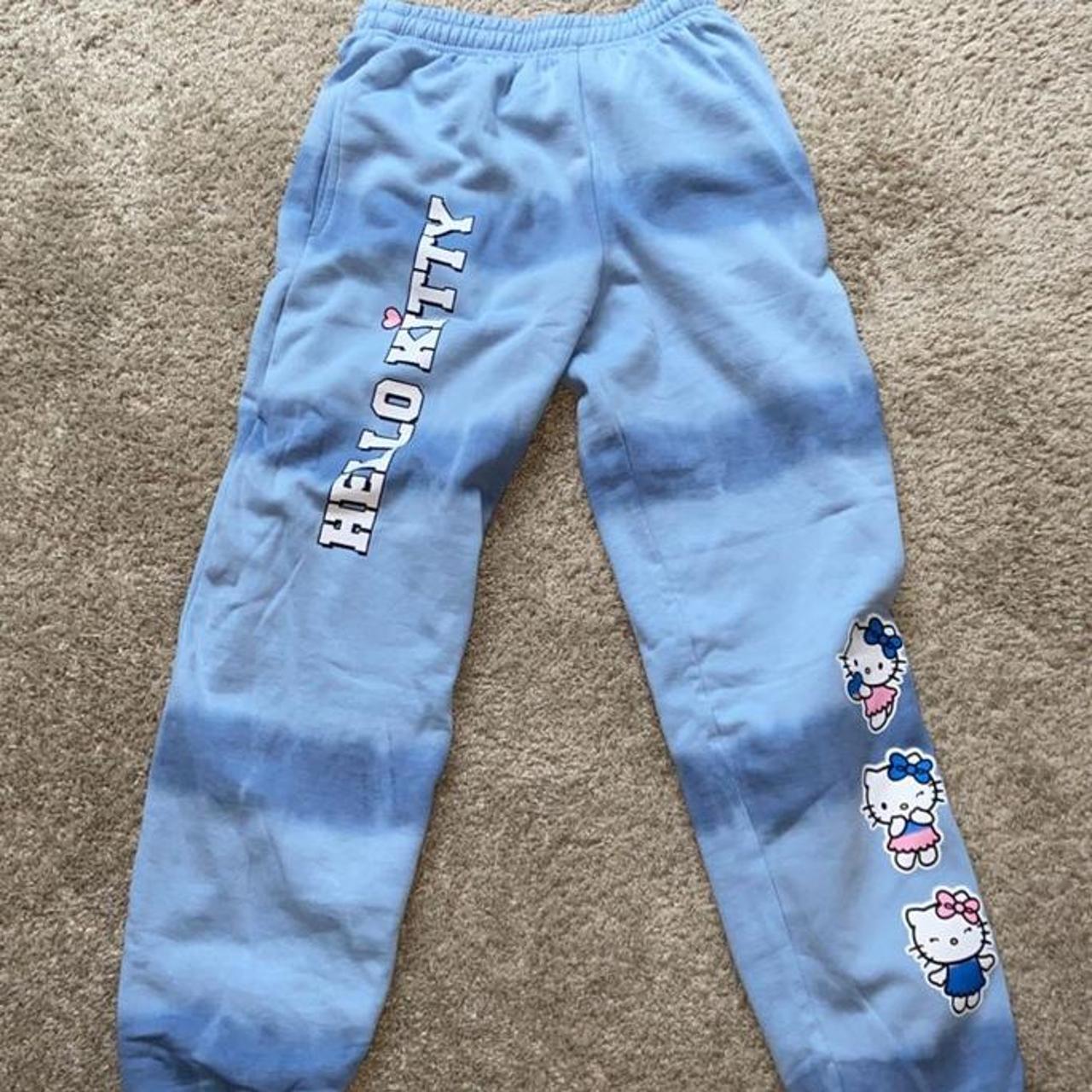 Blue tye dyed hello kitty sweatpants !!! brand new... - Depop