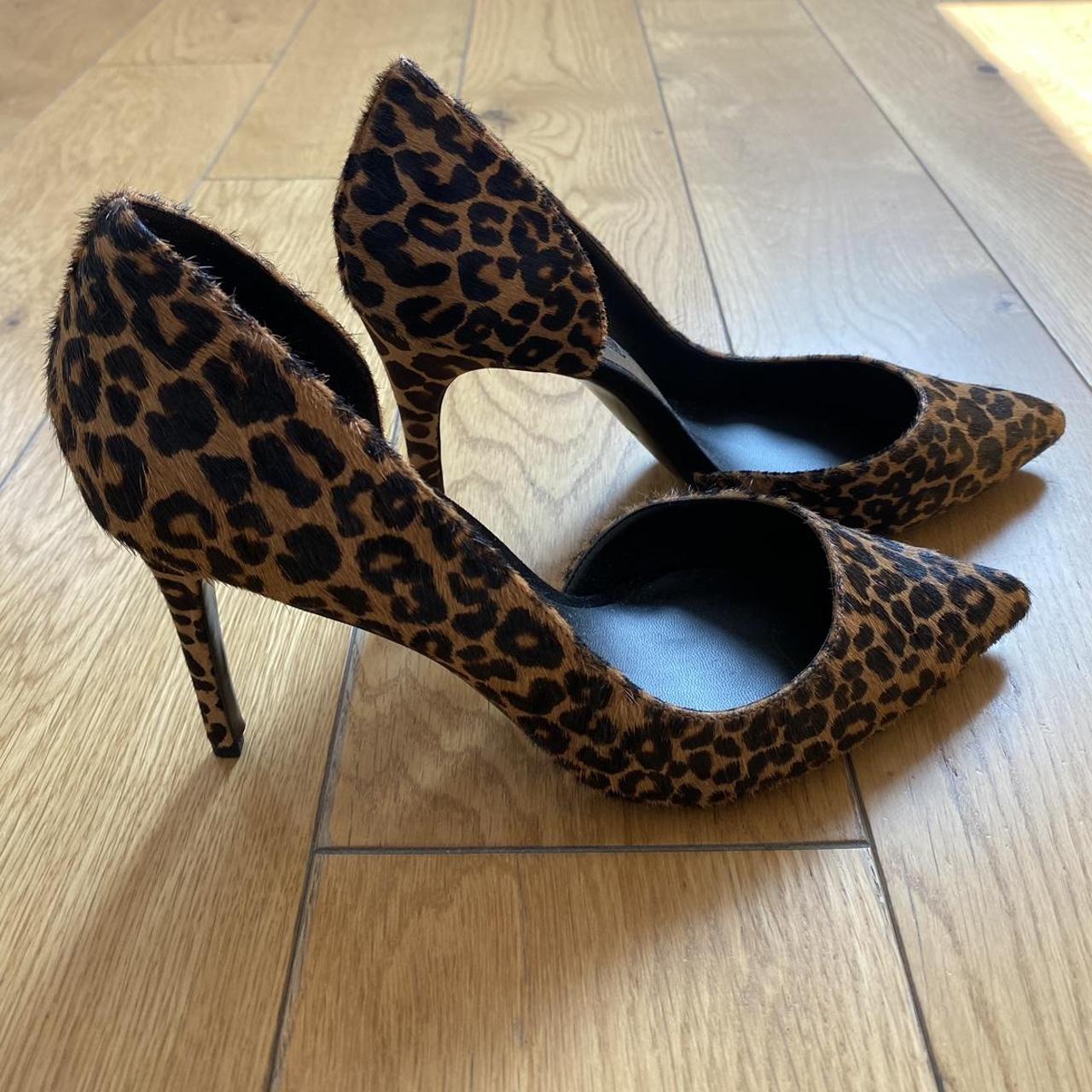 Mango leopard print calf-hair shoes in Italian size... - Depop