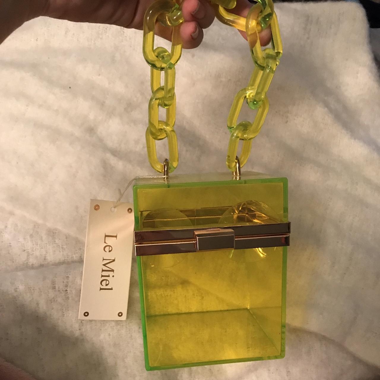 Plastic box purse Neon yellow comes with a long... - Depop