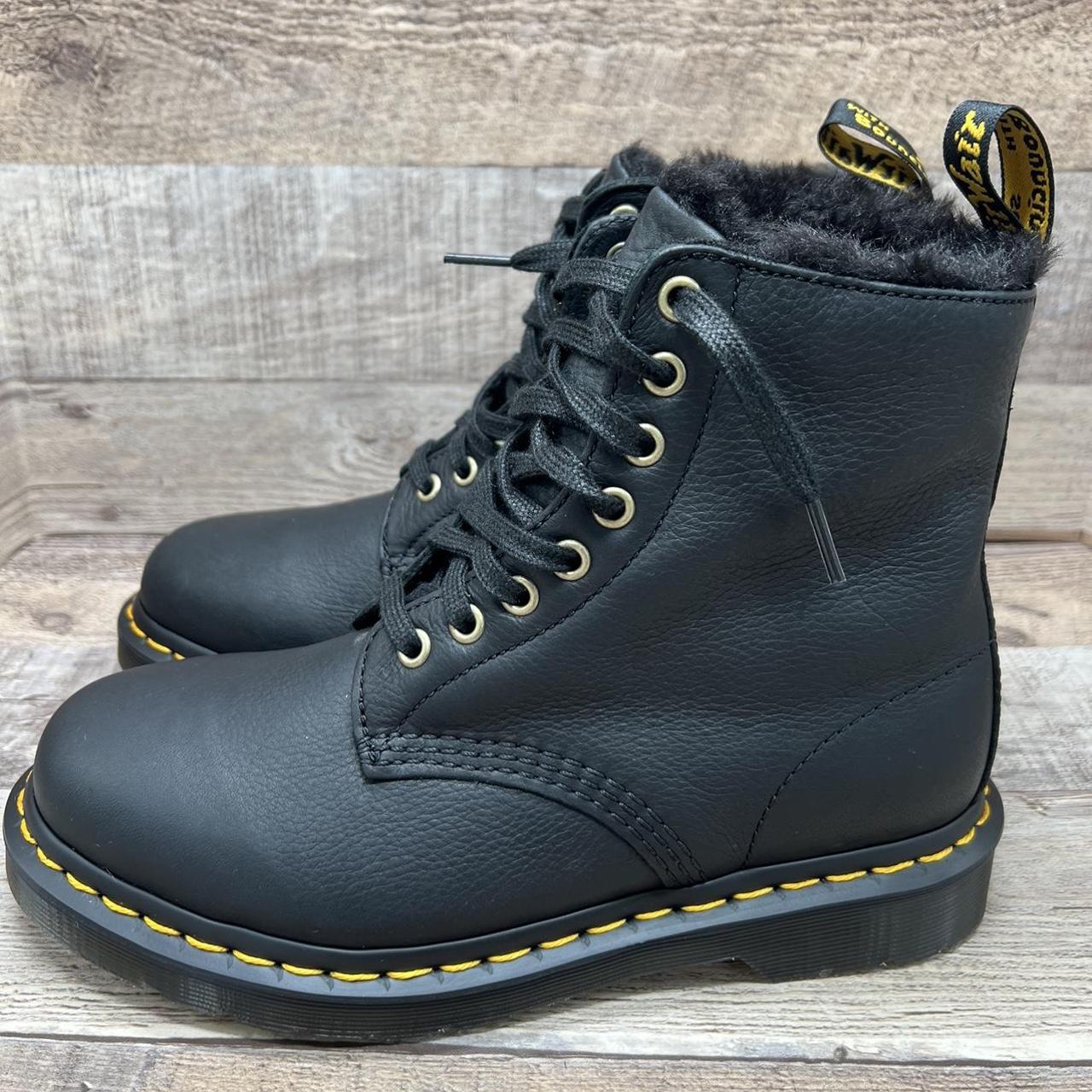 Dr Martens Faux Fur 1460 Pascal FL Black Leather... - Depop