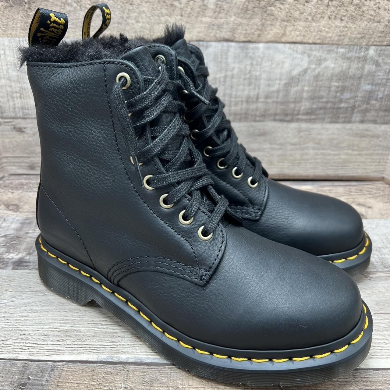 Dr Martens Faux Fur 1460 Pascal FL Black Leather... - Depop