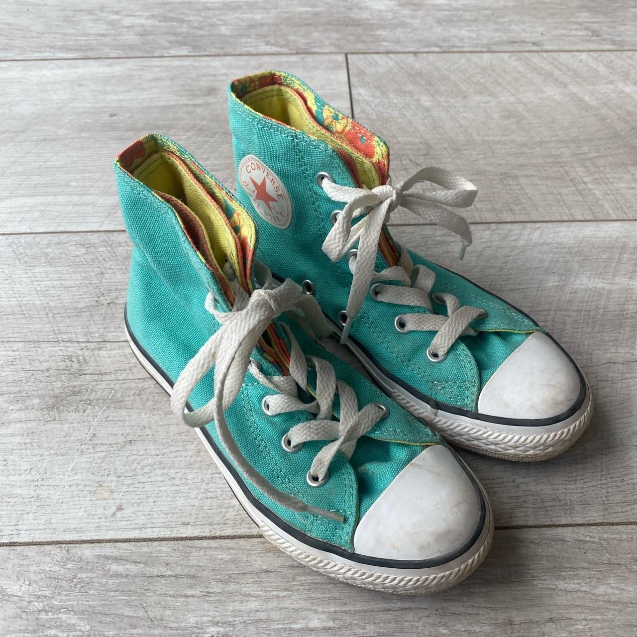 Kids high top converse Size 12 Worn, rubber marked... - Depop