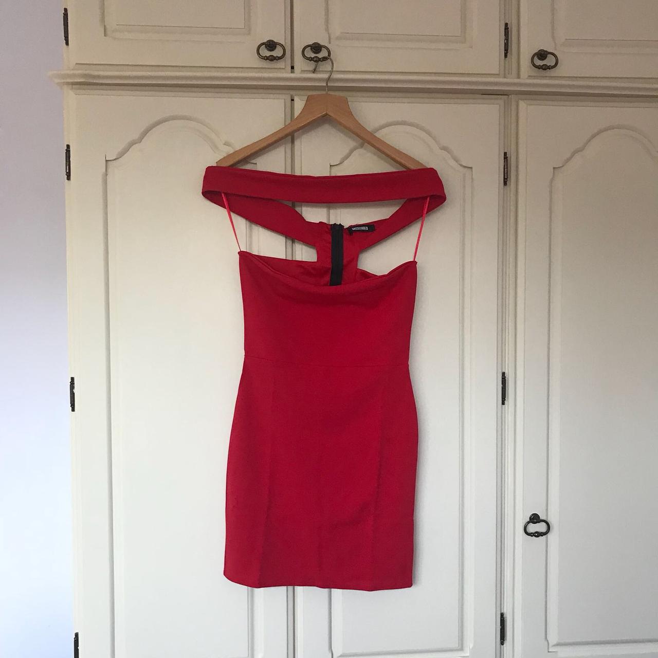 MISSGUIDED off-the-shoulder red bodycon. Size 10.... - Depop