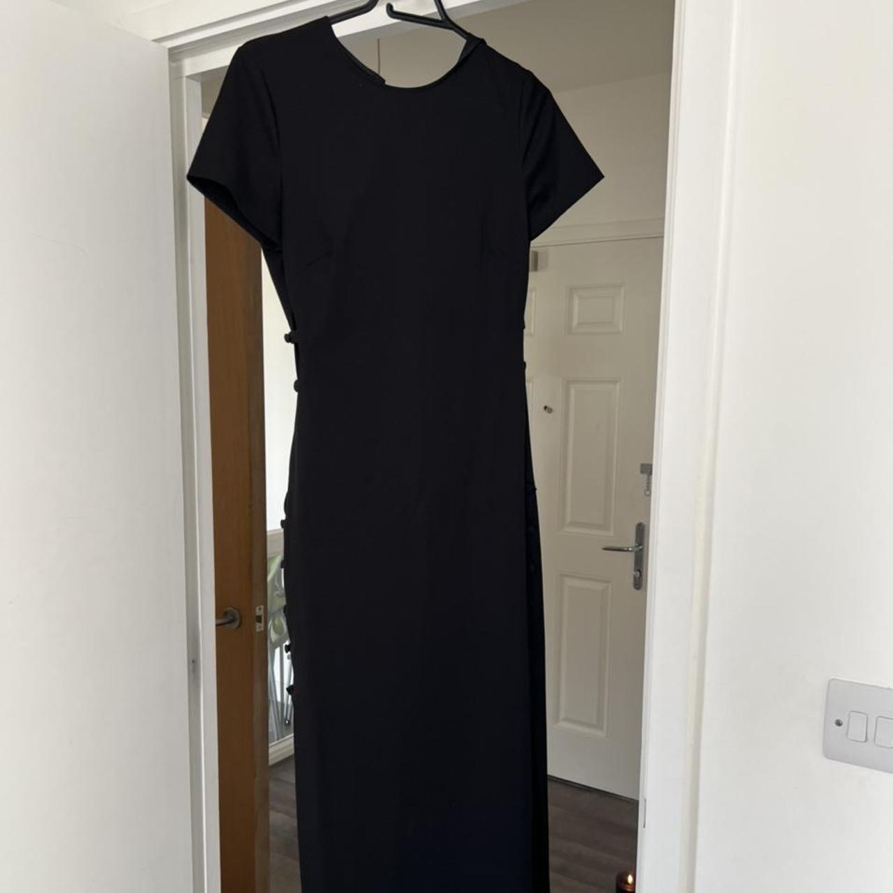 Long black zara evening dress with side cut... - Depop