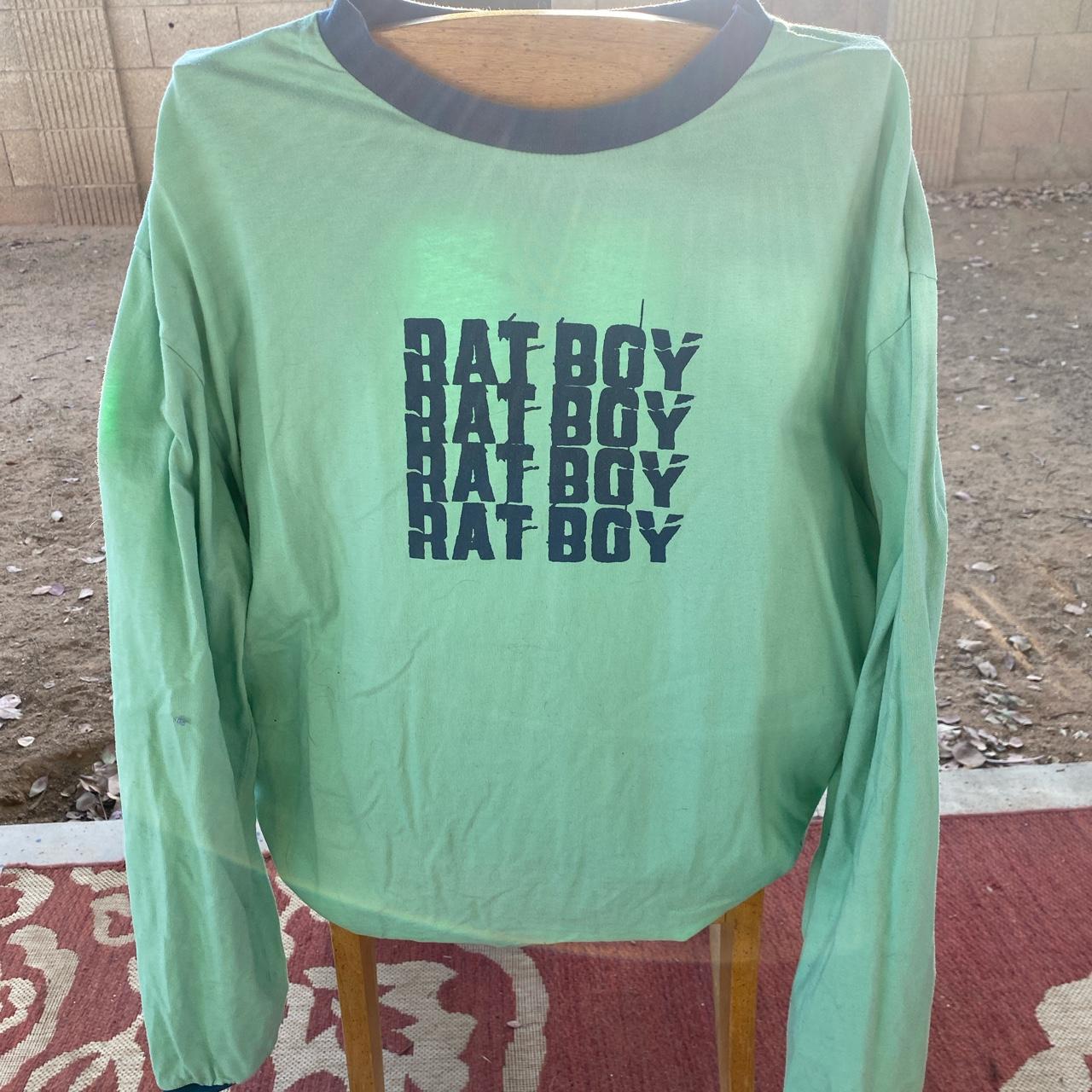 Rat Boy Scum mint green long sleeve with navy blue... - Depop