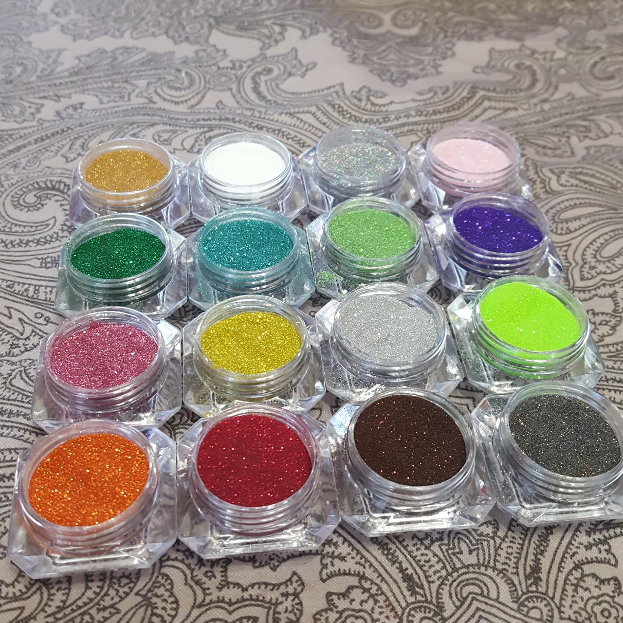 Cosmetic glitter set. 16 shades include golden... - Depop