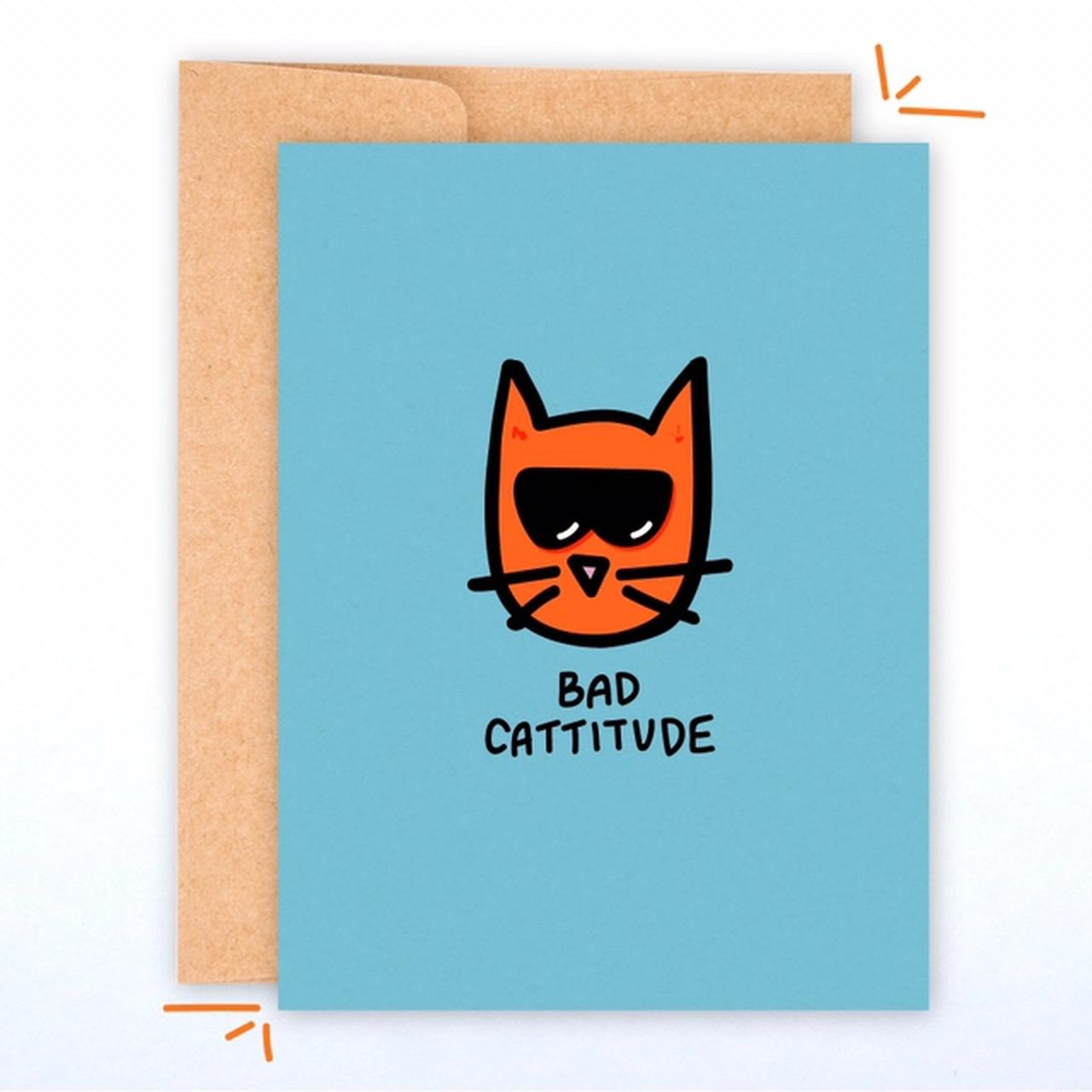 Bad Cattitude greeting card 😼😎 You will receive one... - Depop