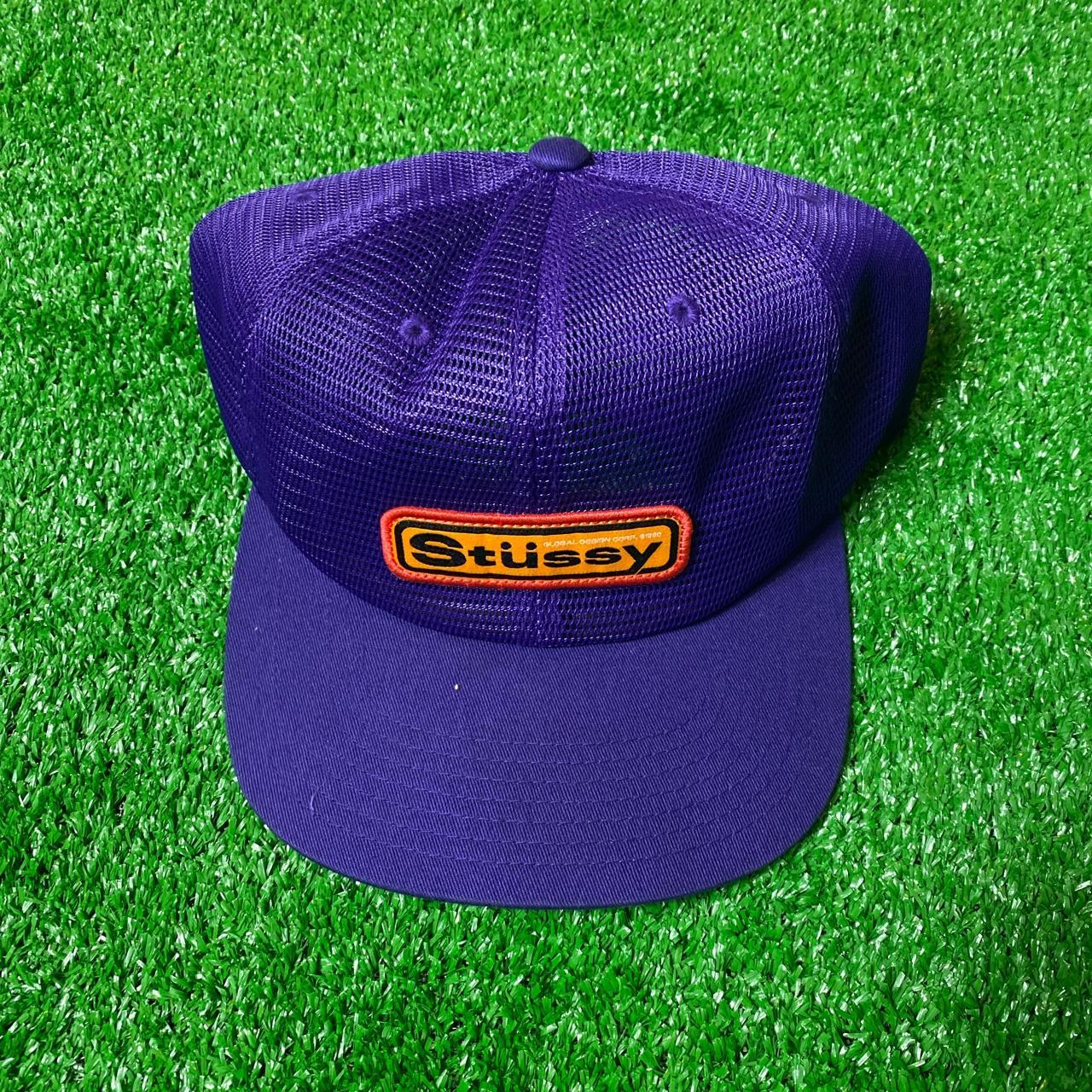 STÜSSY PURPLE PANEL MESH HAT - Depop