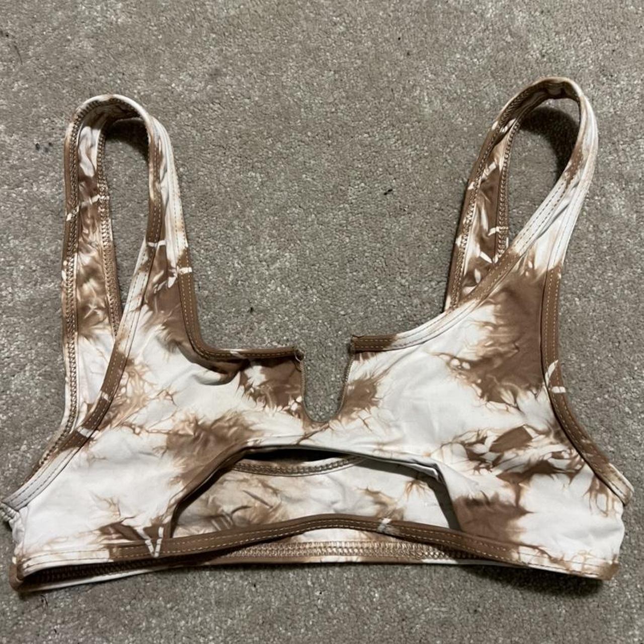 Women's White and Brown Bikini-and-tankini-tops | Depop