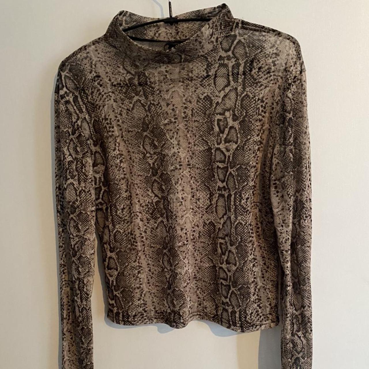 Urban Outfitters high neck snake print mesh top - Depop