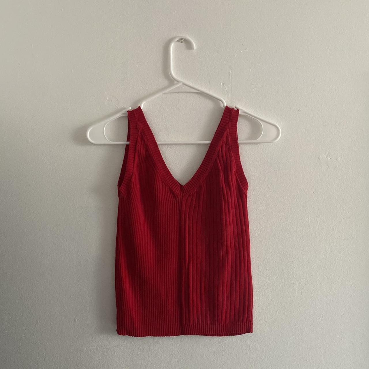 Vintage Red Ribbed Tank Top Super vintage and... - Depop