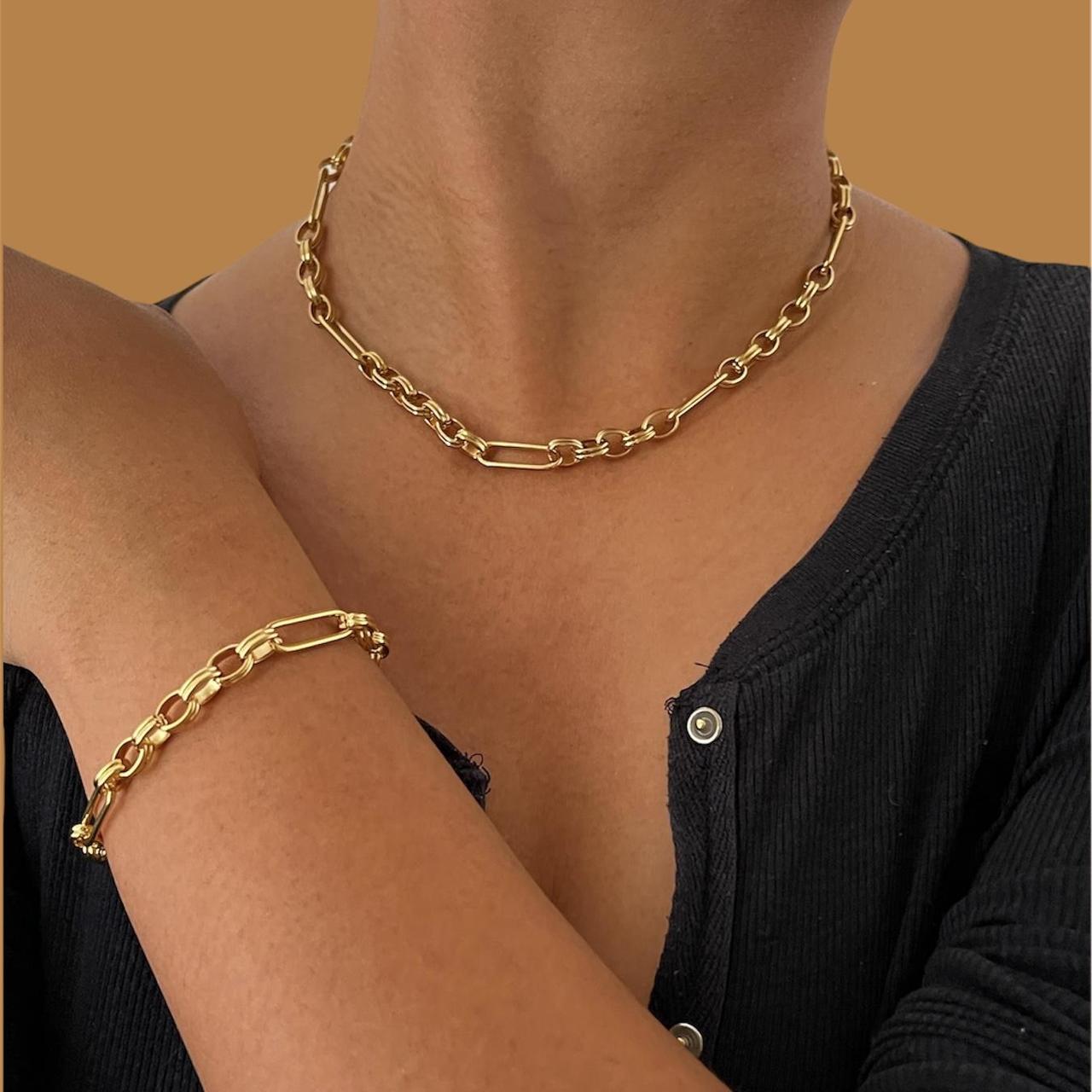 Stunning Statement Chain Set. Necklace & Bracelet... - Depop