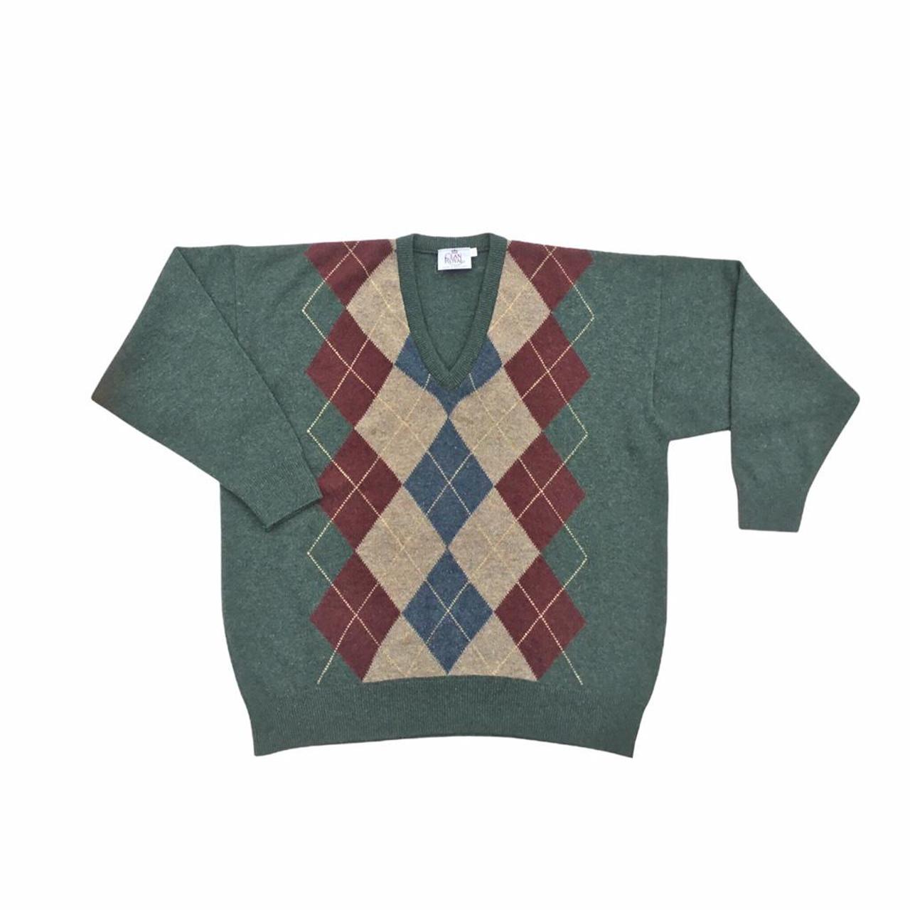 Vintage unisex wavy 90s Clan Royal preppy argyle... | Depop