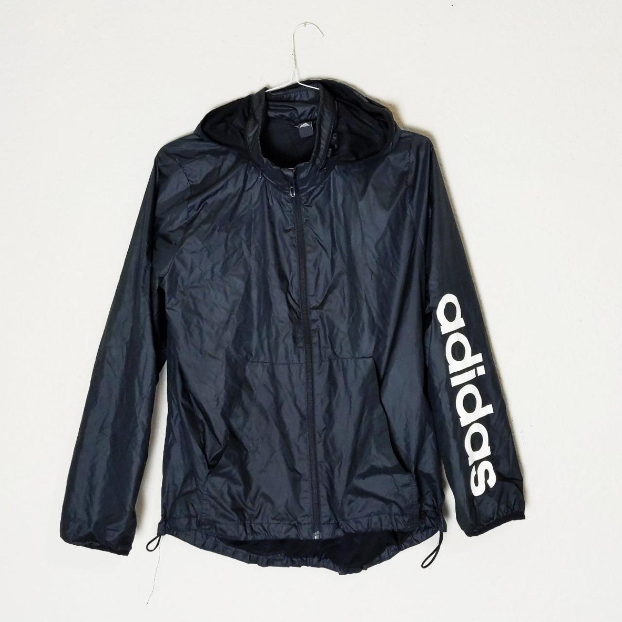 Adidas black windbreaker jacket with net lining. It... - Depop