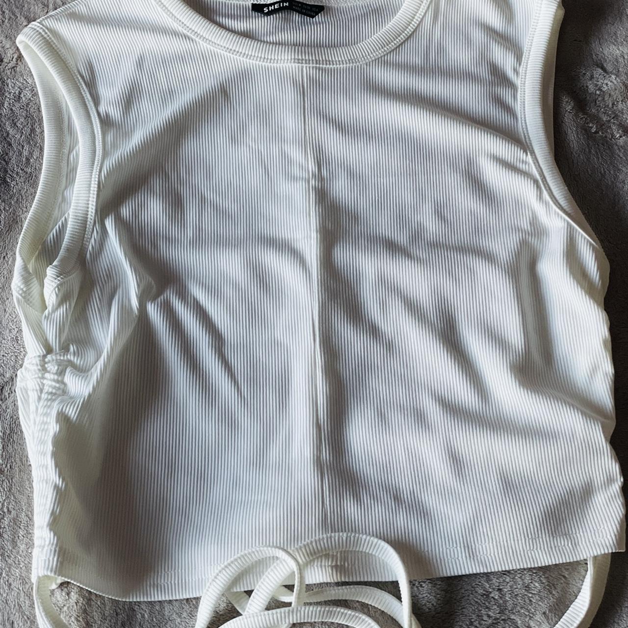 White Side Drawstring Cropped Top Never worn, it was... - Depop