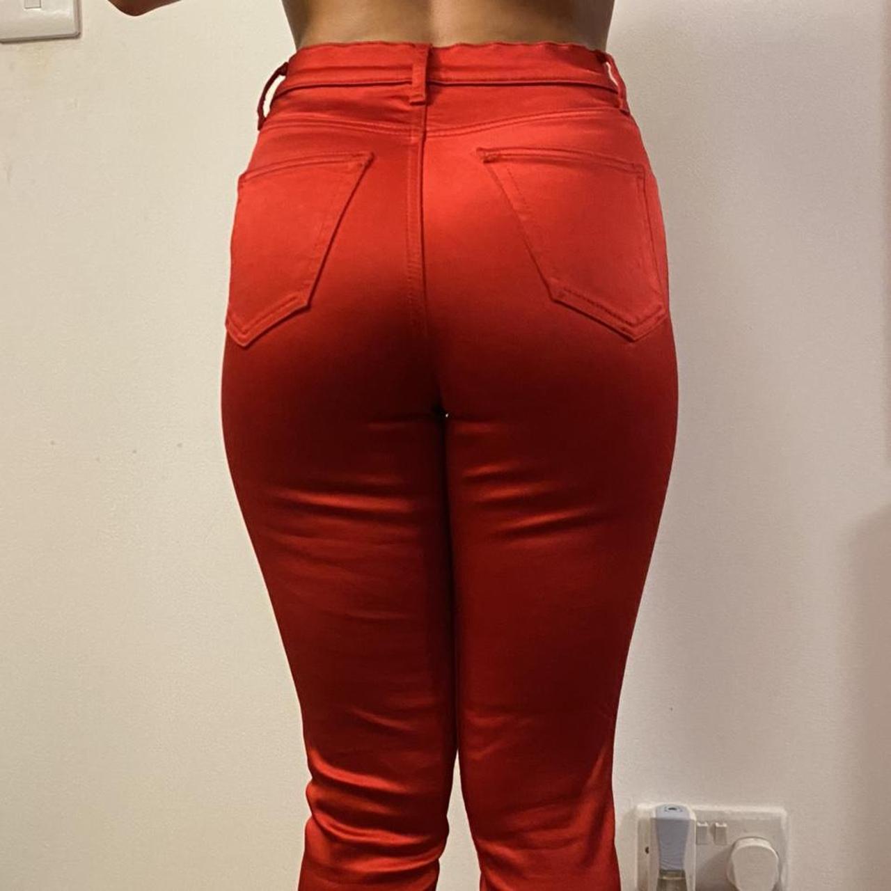 Not sold anymore- Red satin jeans Tight fit - comfy... - Depop